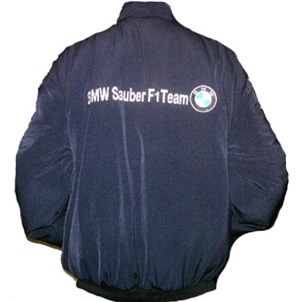 Race Car Jackets. BMW Sauber Team F1 Racing Jacket Dark Blue and White
