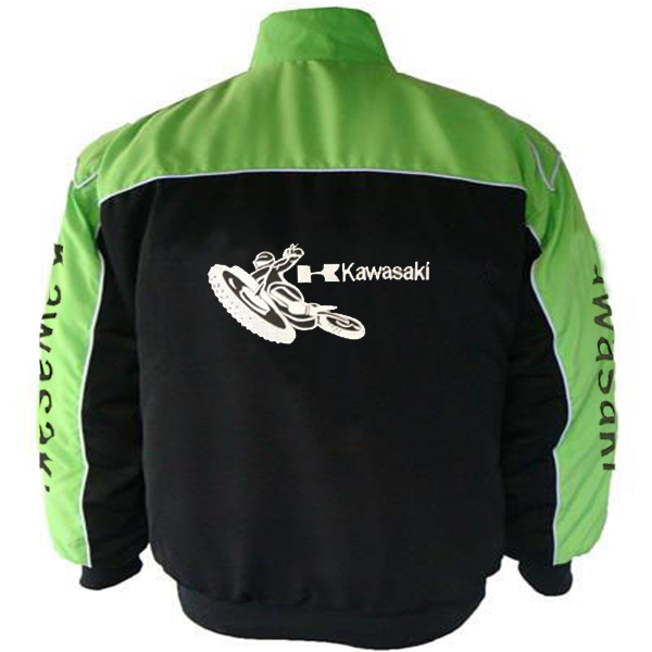 Race Car Jackets. Kawasaki Motorcycle Jacket Light Green and Black